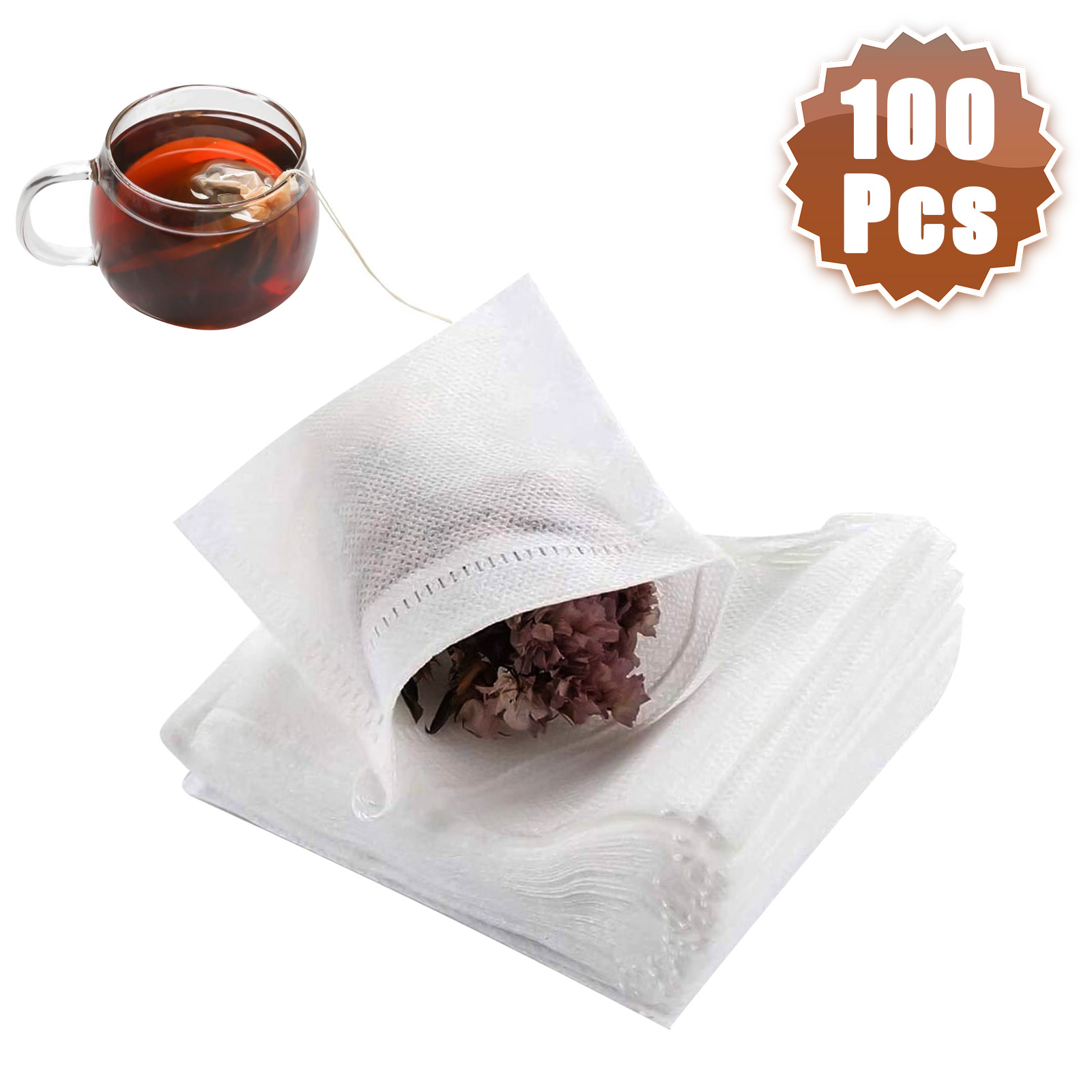 400Pcs Disposable Tea Bag Drawstring Flip Empty Teabags Herb Loose Tea ...